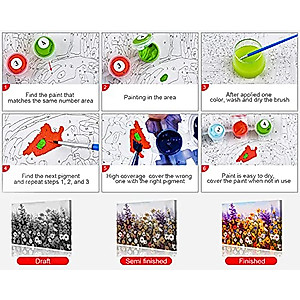 TUMOVO Paint by Number for Adult, Painting by Number Kits On Canvas, DIY Color Flowers Oil Painting Acrylic Paints, Flameless Paint by Numbers for Adults and Kids Beginner 16X20 Inch