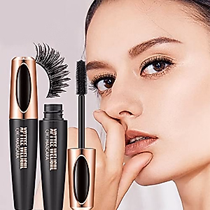 QIC 4D Silk Fiber Lash Mascara,Mascara Black Volume and Length,Waterproof & Smudge-Proof,Long-Lasting No Flaking,Voluminous Eyelashes Mascara,All Day Exquisitely Full (2PCS)