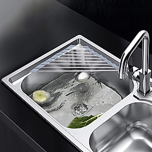 AAKitchen SUS304 Stainless Still Dish Drying Rack Over Sink Corner Dish Rack Kitchen Gadget Tool Sink Caddy Corner Sink Drainer (Gray)