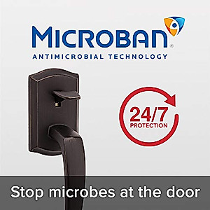 Kwikset Prescott Front Door Handle with Interior Tustin Lever Featuring Microban Antimicrobial Product Protection, Venetian Bronze Front Door Hardware Does Not Include a Deadbolt
