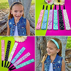 FROG SAC 6 Polka Dot Elastic Bow Headbands for Girls, Adjustable Non Slip Bow Hair Bands for Kids, Dressy Nonslip Girl Head Bands Hair Accessories, Cute No Slip Headband Stocking Stuffers for Girls