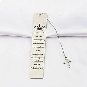 Gzrlyf Be Anxious for Nothing Bookmark Philippians 4:6 Bookmark Metal Bible Verse Bookmarks Christian Gifts for Book Lover (Philippians 4: 6 Bookmark)