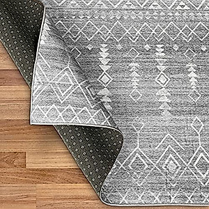 ReaLife Machine Washable Rug - Stain Resistant, Non-Shed - Eco-Friendly, Non-Slip, Family & Pet Friendly - Made from Premium Recycled Fibers - Moroccan - Gray, 5' x 7'