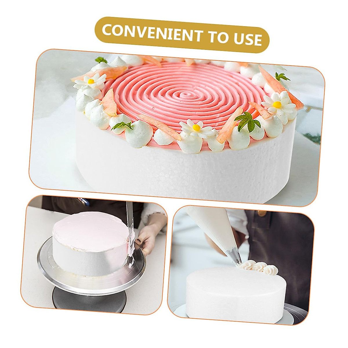 Ciieeo 5pcs Foam Disc Polystyrene Cake Dummies Foam Cake Model Foams Cake Tray Arts and Crafts for Kids Cake Making Training Supplies Foam Decorative Items Manual White Child