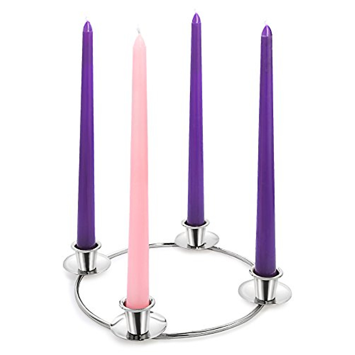 Elite Christmas Products Advent Candle Set. Made in The USA Self Fitting End. Premium Hand Dipped Candles, Dripless, 4 Pack - 3 Purple, 1 Pink