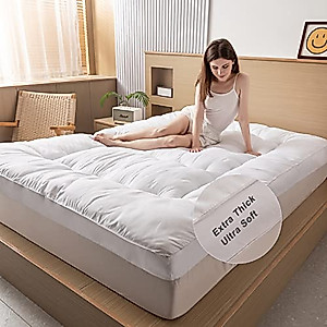 MAXYOYO Extra Thick Mattress Topper King Size, Pillow Top Bed Pad Cover with 8-21” Deep Pocket, 5 Layer Structure Ultra Soft and Medium Support