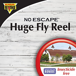 Revenge No Escape Huge Fly Reel Sticky Tape Trap, 1,312' Indoor Outdoor Hanging Disposable Fly Strip, Non-Toxic People and Pet Safe