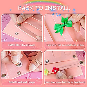 OWIIZI Bow Holder for Girls Hair bows Hair Clips Headband Storage Hanger Hair Bows Organizer 16 Ribbons Baby Hair Accessory Storage Display Organizer for Girls Room