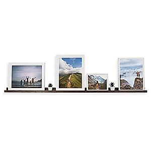 Rustic State Ted Wall Mount Extra Long Narrow Picture Ledge Photo Frame Display - 72 Inch Wooden Floating Shelf for Living Room Office Kitchen Bedroom Bathroom - Burnt Brown