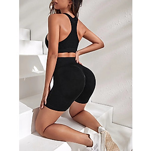 X-SNOW FALCON Women Gym Workout Seamless Shorts High Waisted Biker Scrunch Butt Booty Athletic Yoga Shorts Black