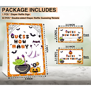Halloween Bridal Shower Game Sign and Card, Halloween Guess How Many Party Game Set, 1 Sign With 50 Guess Tickets –LK-014