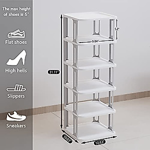 Haiice Shoe Rack Storage Organizer, 6-Tier Stackable Shoe Racks, Vertical Adjustable Shoe Stand Rack for Entryway, Living Room, Garage