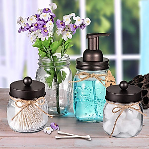 SheeChung 2 Pack Mason Jar Foaming Soap Dispenser Lids for Standard Mouth, Foaming Soap Dispenser Pump Replacement for Hand Sanitizer, Bath Liquid, Facial Cleansing Foam, Makeup Remover Water - Bronze