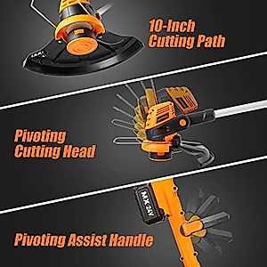 LawnMaster 20VMWGT 24V Max 13-inch Lawn Mower and Grass Trimmer 10-inch Combo with 2x4.0Ah Batteries and Charger