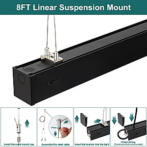 kadision 8FT LED Linear Light, 100W 13000lm 3000K/4000K/5000K Selectable, 0-10V Dimmable Suspended Linear Light Fixture for Office Retail Showroom, ETL-Listed 2-Pack