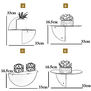 QUYONG Craft Floating Corner Shelf, European Background Metal Wall Solid Iron Decoration ​Wall Hanging Storage Rack for Home Office Restaurant,Gray,B