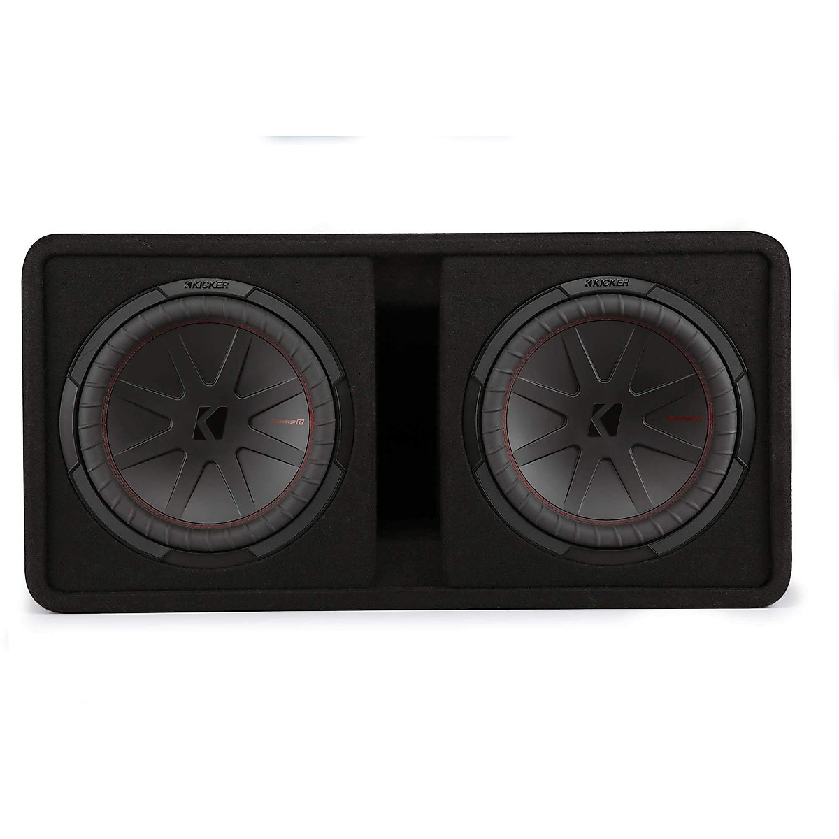 Kicker Comp R 12 Inch Dual Subwoofer in Vented Enclosure Package with 46CXA8001 Amplifier and Wire kit
