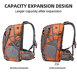 FENGDONG 50L Waterproof Lightweight Expandable Hiking,Camping,Travel Backpack with Shoes Compartment for Men Women Orange