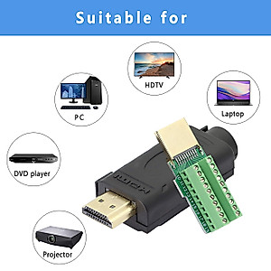 GELRHONR HDMI Solderless Signals Terminal, Gold Plated HDMI Free Welding Connector Breakout Board with Breakout Plastic Cover,Screwdriver