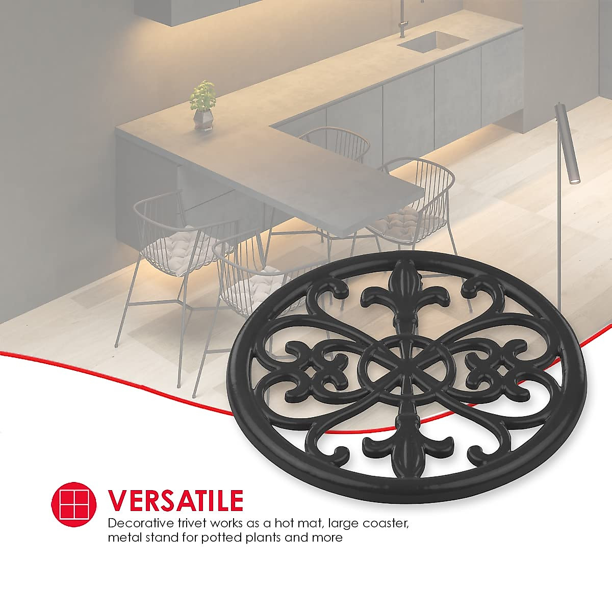 Home Basics Cast Iron Fleur De Lis Trivet