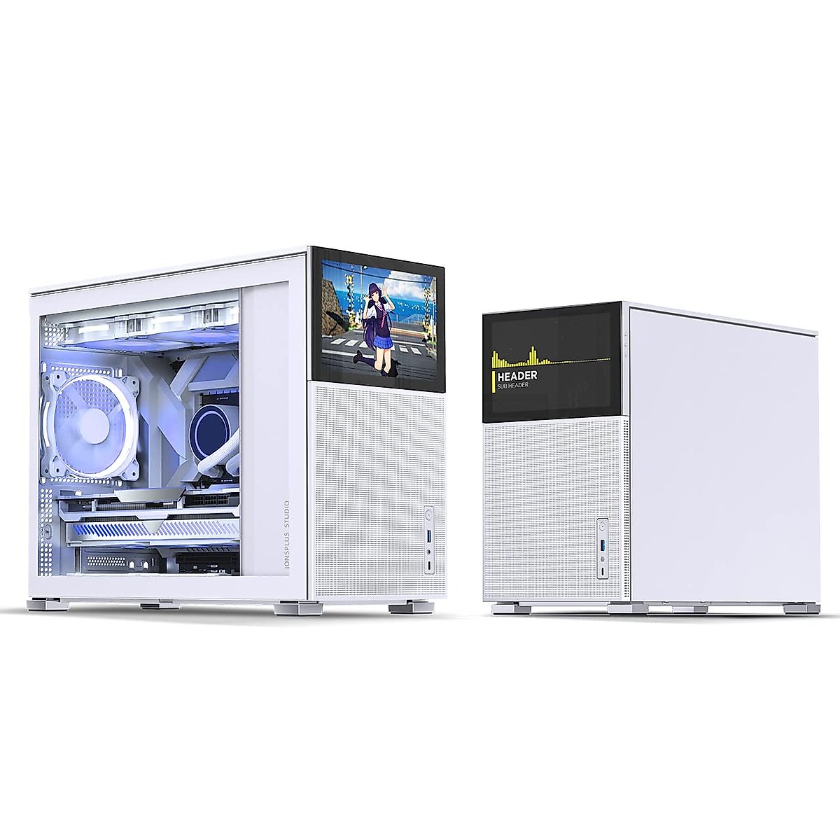 JONSBO D31 MESH SC White Micro Computer Case with Screen, M-ATX/ITX Mainboard/Support RTX 4090(335-400mm) GPU 360/280AIO,Power ATX/SFX: 100mm-220mm Multiple Tool-Free Design pc case