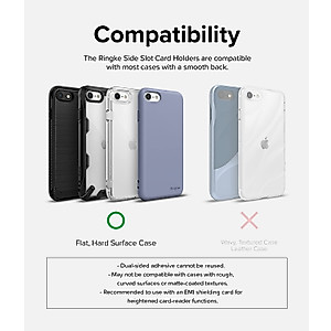 Ringke Side Slot Card Holder for Phone Case, Business Card Holder for Women, Men, ID Credit Card Holder Stick on, Phone Wallet Compatible with iPhone, Galaxy, and Pixel - Clear Mist (2 Pack)