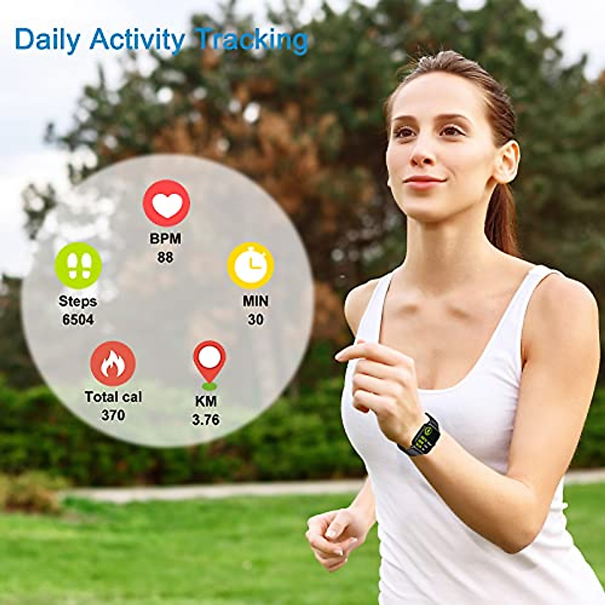 Keyouby Smart Watch,Compatible Android Phones and iPhone,1.75" LCD Screen Smartwatch with Heart Rate and Sleep Monitor,IP67 Waterproof Activity Tracker with Pedometer,Fitness Watche for Men