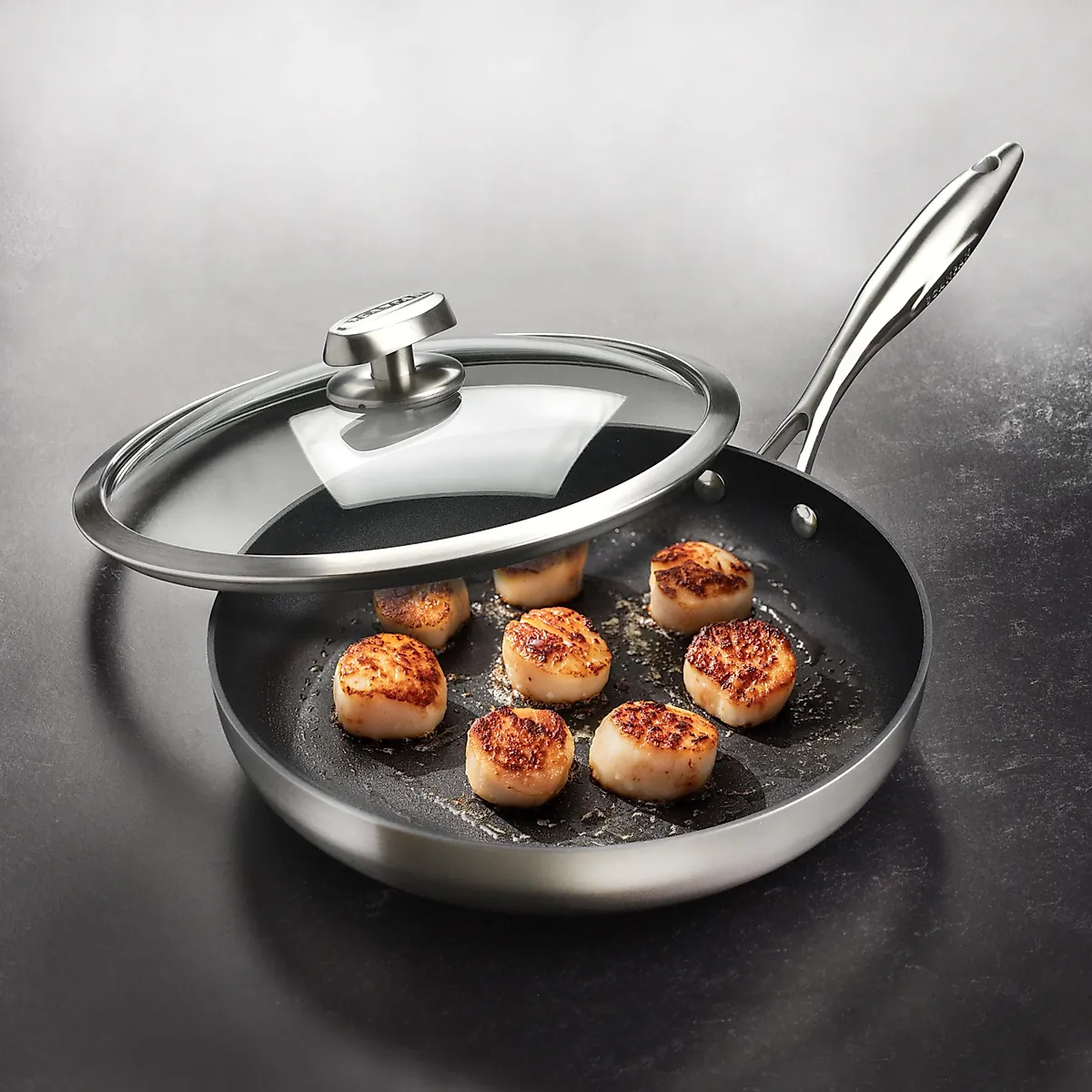 Scanpan CX+ 11" Fry Pan with Glass Lid - Stratanium Plus Nonstick - 5-ply Stainless Steel