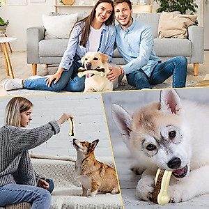 Sosation 3 Pack Chew Toys for Aggressive Chewers, Bone Toys Nylon Beef Flavor Dog Teething Toys for Large/Medium/Small Puppies Breeds(Large, Curved Bone)