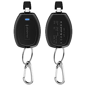 Small Portable Charger 1500mAh Ultra-Compact Portable Keychain Phone Charger with iPhone 14/14 Pro Max/13/12 Mini/13 Pro Max/11 Pro/XS Max/XR/X/8/7/6/Plus Airpods and More,Black