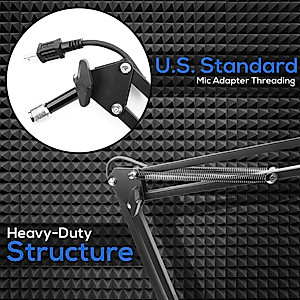 Soul Inscriptions Press USB Suspension Boom Microphone Stand-Adjustable Compact USB Microphone Arm Stand,Durable Steel for Radio Broadcasting Studio,Voice-Over Sound Studio,TV Stations - PMKSHUSB04