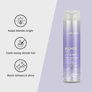 Joico Blonde Life Violet Shampoo | For Cool & Bright Blonde Hair | Neutralize Brassy Tones | Banish Yellow Tones | Boost Shine | Sulfate Free | With Monoi & Tamanu Oil | 10.1 Fl Oz