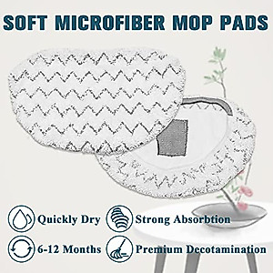Steam Mop Pads Replacement for Bissell Powerfresh 1940 1440 1544 1806 2075 2685 Series, Replaces Part #19402 19404 19408 19409 1940A 1940F 1940Q 1940T 1940W B0006 B0017, 15441 15443 2181 2814, 6 Pack