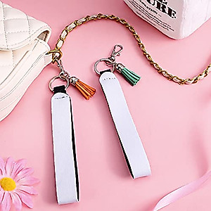 60 Pieces Sublimation Blanks Wristlet Set 15 Pieces Sublimation Blank Neoprene Wristlet, 15 Pieces Colorful Keychain Tassels 15 Pieces Swivel Snap Hooks and 15 Pieces Jump Rings for DIY Keychains