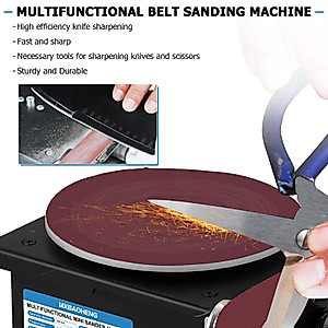 MXBAOHENG Mini Disc Sander 6-Inch Electric Mini Belt Sander 1.2-Inch by 15-Inch, Small Sanding Belt Machine for Wood Crafts Metal Stone Grinding 100W 8000RPM (Model A)