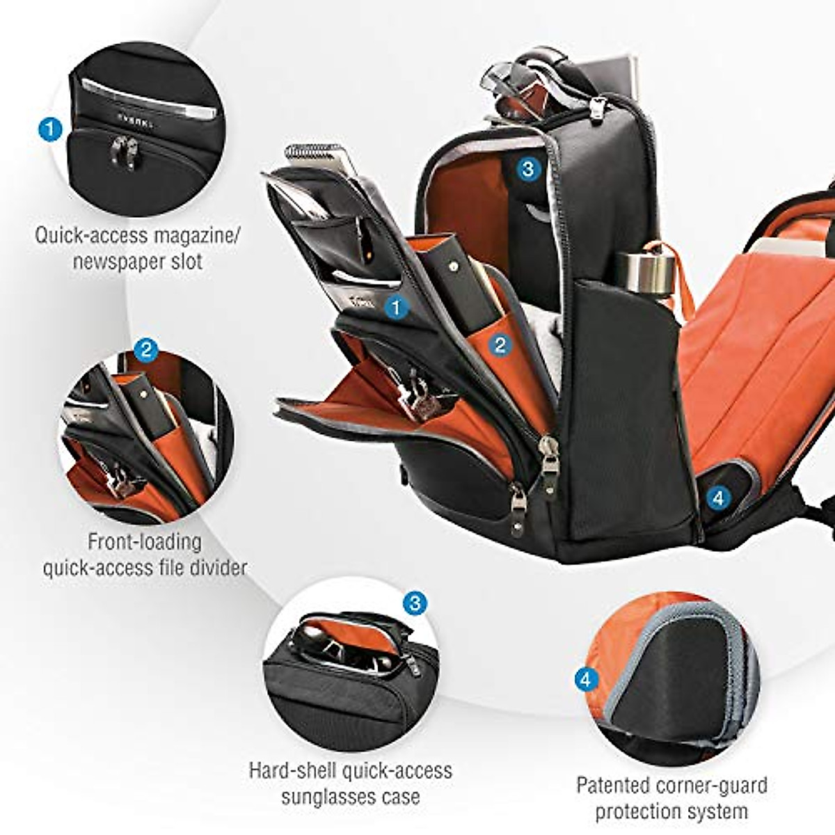 Everki Onyx Premium Business Executive 17.3-Inch Laptop Backpack, Ballistic Nylon and Leather, Travel Friendly (EKP132S17), Black