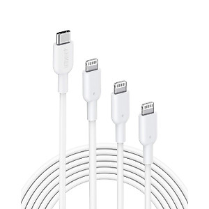 Anker USB C to Lightning Cable, Powerline II [3ft+6ft+10ft, 3-Pack MFi Certified] for iPhone 12 Pro Max / 12/11 Pro/X/XS/XR / 8 Plus/AirPods Pro, Supports Power Delivery (White)