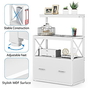 Tribesigns Lateral File Cabinet Modern Filing Cabinet with 1 Large Drawer, Printer Stand with 3 Open Storage Shelves for Home Office