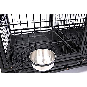 Homey Pet-43 All Metal Open Top Stackable Heavy Duty Cage(Upper) w/Floor Grid, Tray, Divider, and Feeding Bowl