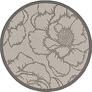 Unique Loom Outdoor Botanical Collection Area Rug - Rose (6' 1" Round, Gray/ Silver)