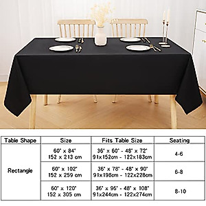 smiry Rectangle Table Cloth, Waterproof Stain Resistant Polyester Tablecloth, Decorative Washable Fabric Table Cover for Dining, Buffet, Parties and Outdoor, 60x84, Black