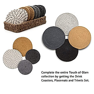 Round Cotton Trivets Set of 4 in Glam by Beets & Berry, 7 inch and 9 inch Diameter, Pot Holders, Hot Pads, Hot Mats, 100% Pure Eco Cotton, Boho, Farmhouse, Mid Century Modern, Kitchen Decor