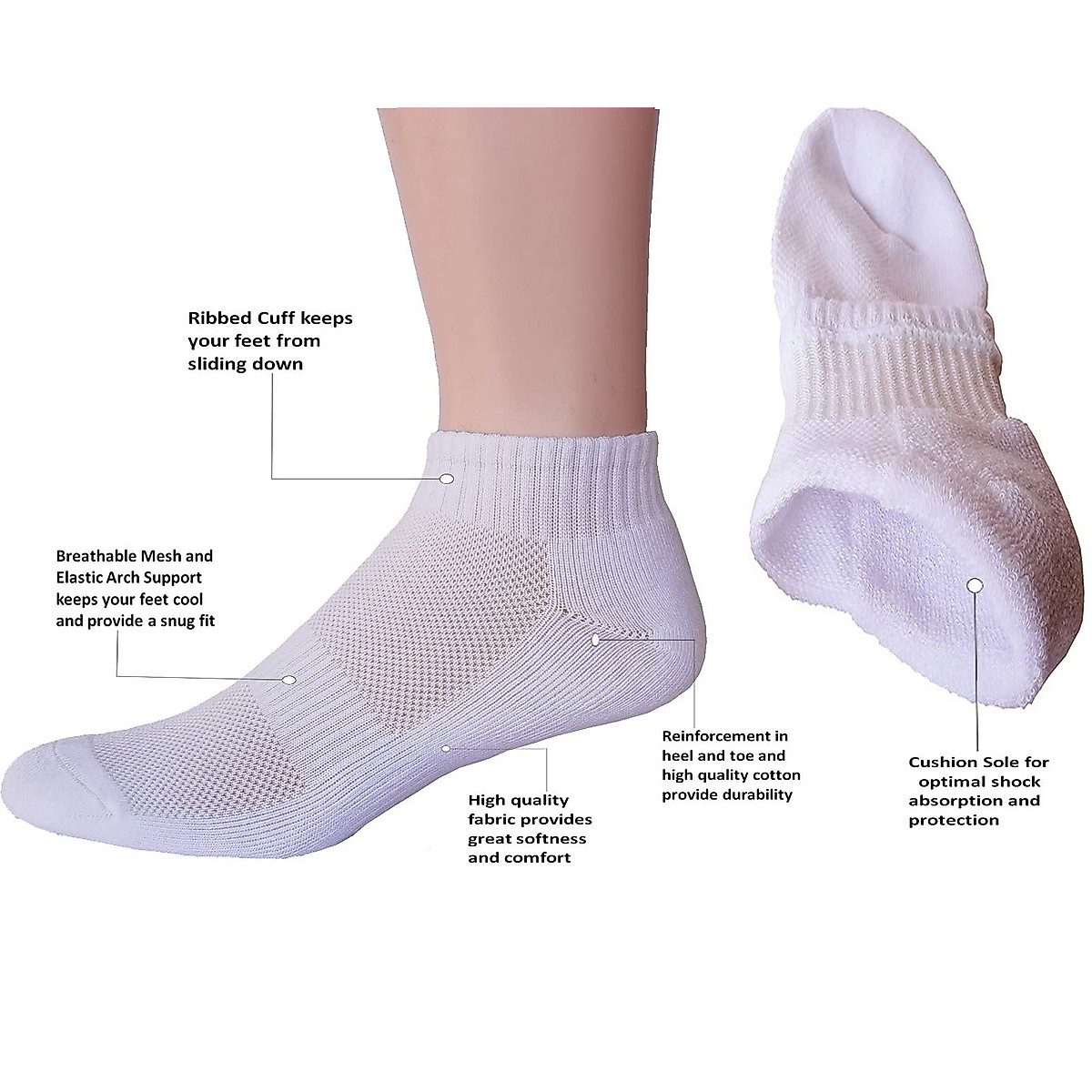 FORMEU Women's Moisture Wicking Athletic Low Cut Ankle Cotton Cushion Socks Breathable Comfortable 4/6 Pairs