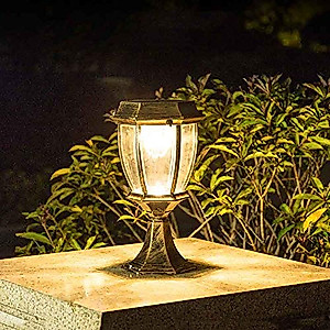 DIAOD Outdoor Solar Pillar Lamp Villa Wall Light Waterproof Home Garden Courtyard Light