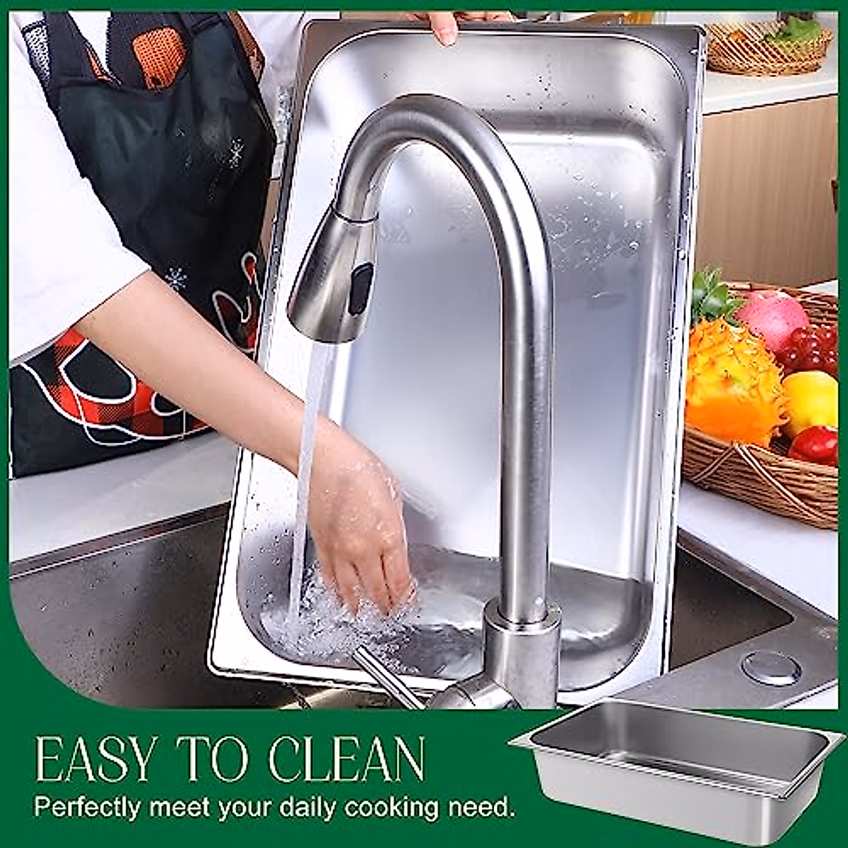 Sunnyray 9 Pack Hotel Pan Full Size 6 Inch, Deep Steam Pan Bulk, Steam Table Pan Thick Stainless Steel Full Size Pan Commercial Pan for Restaurant Buffet Event Catering Supplies