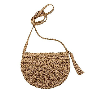 Crossbody Bags For Women,Tassels Retro Woven Beach Messenger Handbags Women Girls Fringed Crochet Straw Shoulder Crossbody Bag