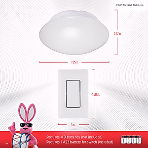 Energizer LED Ceiling Fixture, Battery Operated, Wall Switch Remote, Wireless, 300 Lumens, Up to 50 ft Remote Control, Perfect for Laundry Room, Garage, Closets and More, 58823-T1