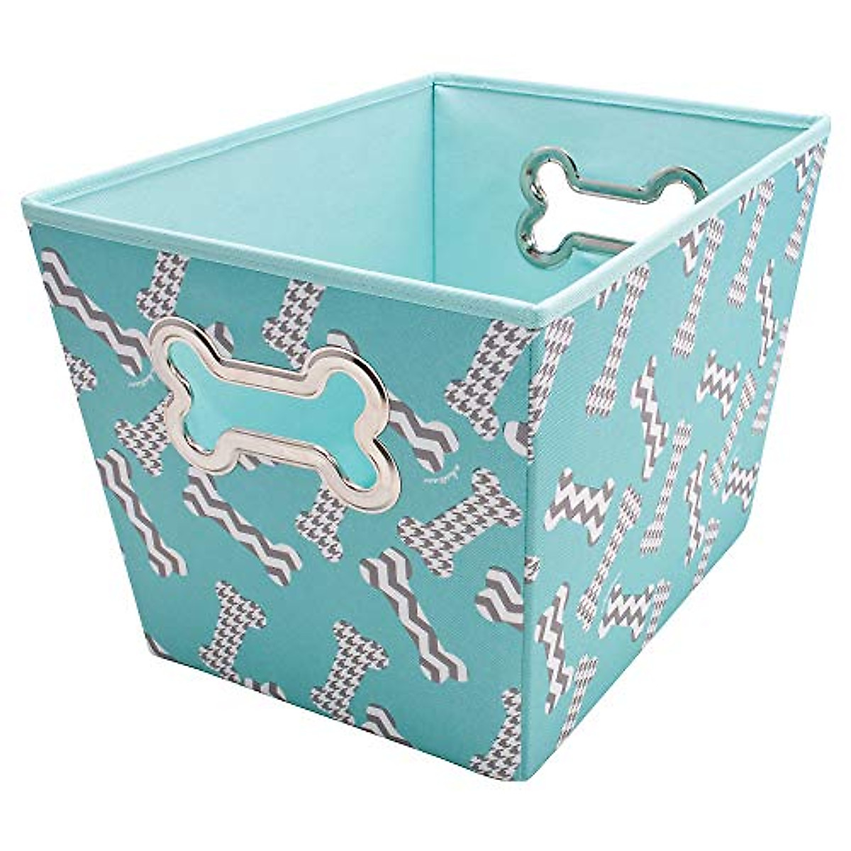 Paw Prints 38075 Bones Design Fabric Pet Toy Bin, 14.5" L x 10" W x 10" H