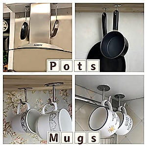 MIMOBEI Stainless Steel Utility Ceiling Hooks,60Lbs Ceiling Hooks Heavy Duty,Ceiling Hooks for Hanging Lights,Plants,Pots and Pans,Mugs,Ceiling Fan,Project Screen(4 Pack)