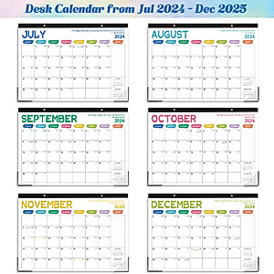 Desk Calendar 2023-2024 - 2023-2024 Desk Calendar, 18 Monthly Desk/Wall Calendar 2-in-1, 16.8" x 12", Jul.2023 - Dec.2024, Thick Paper with Corner Protectors, Large Ruled Blocks - Colorful Lump